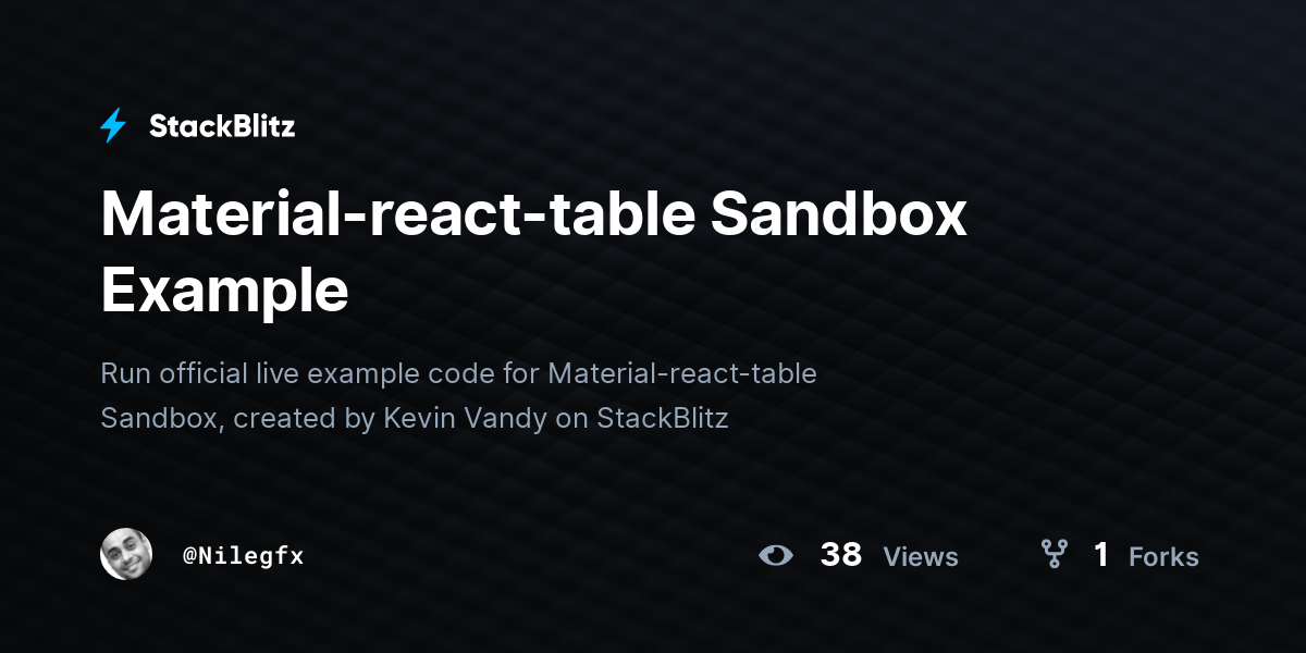 Material-react-table Sandbox Example - StackBlitz