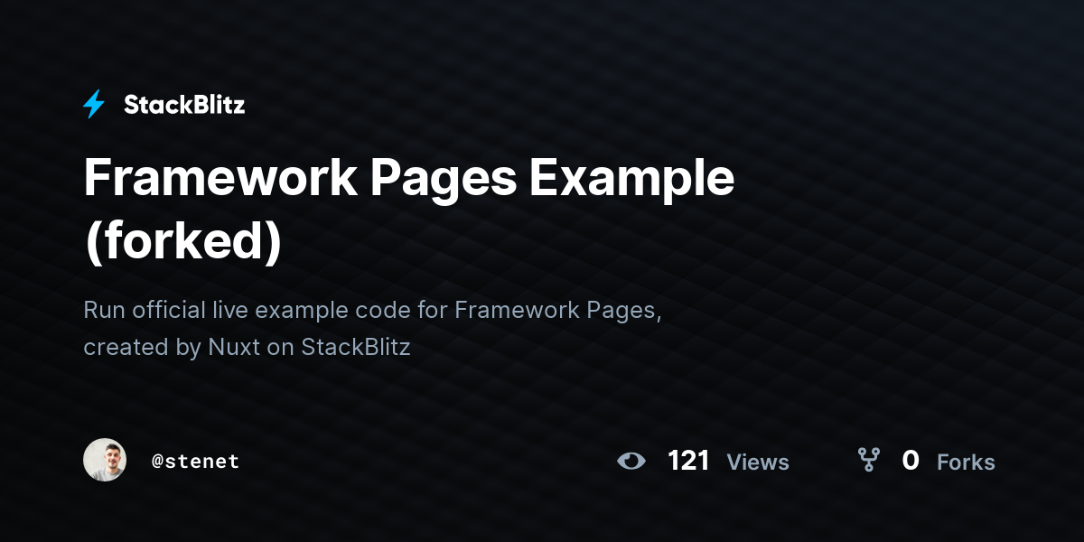 Framework Pages Example (forked) - StackBlitz