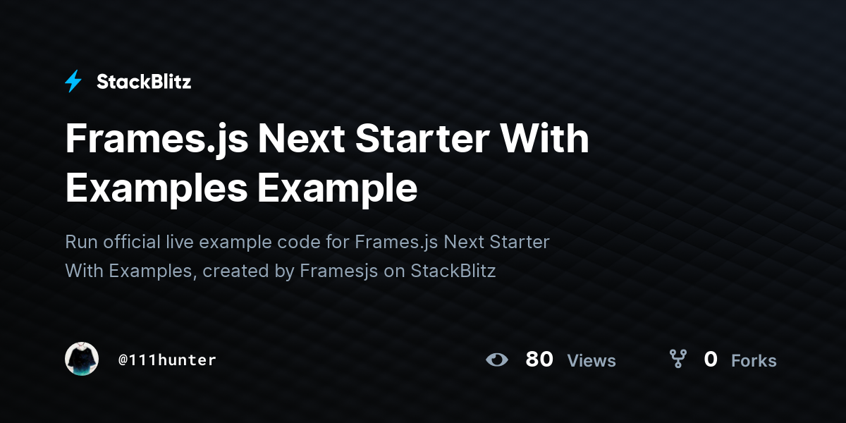 Frames.js Next Starter With Examples Example - StackBlitz
