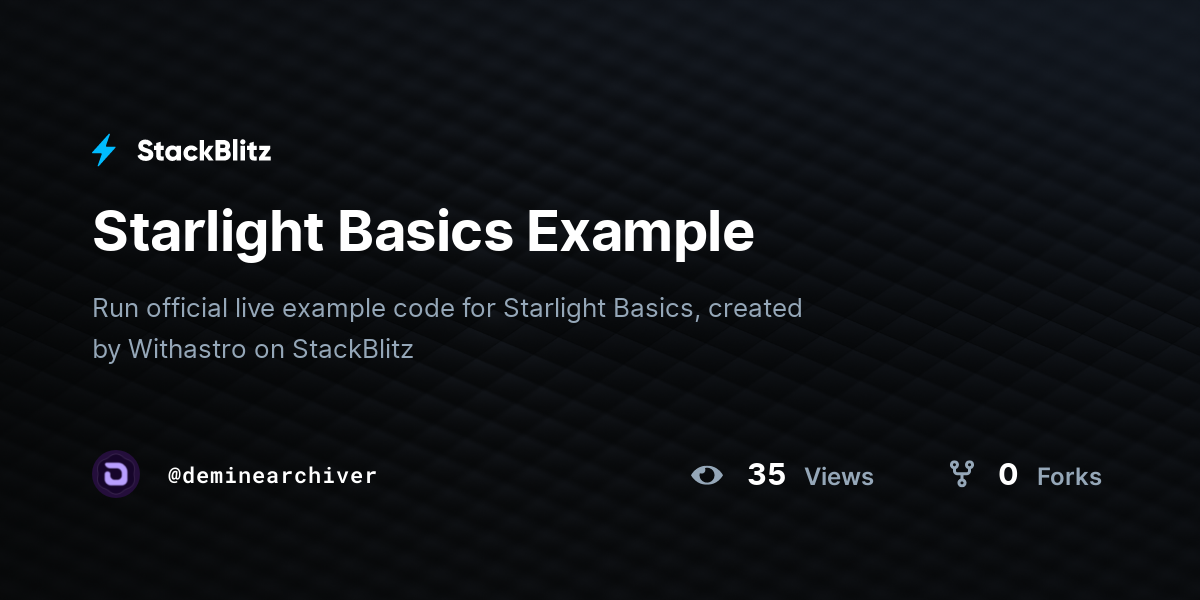 Starlight Basics Example - StackBlitz
