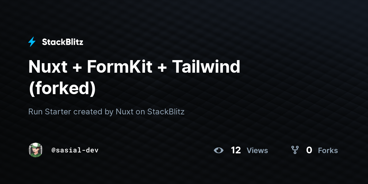 Nuxt + FormKit + Tailwind (forked) - StackBlitz