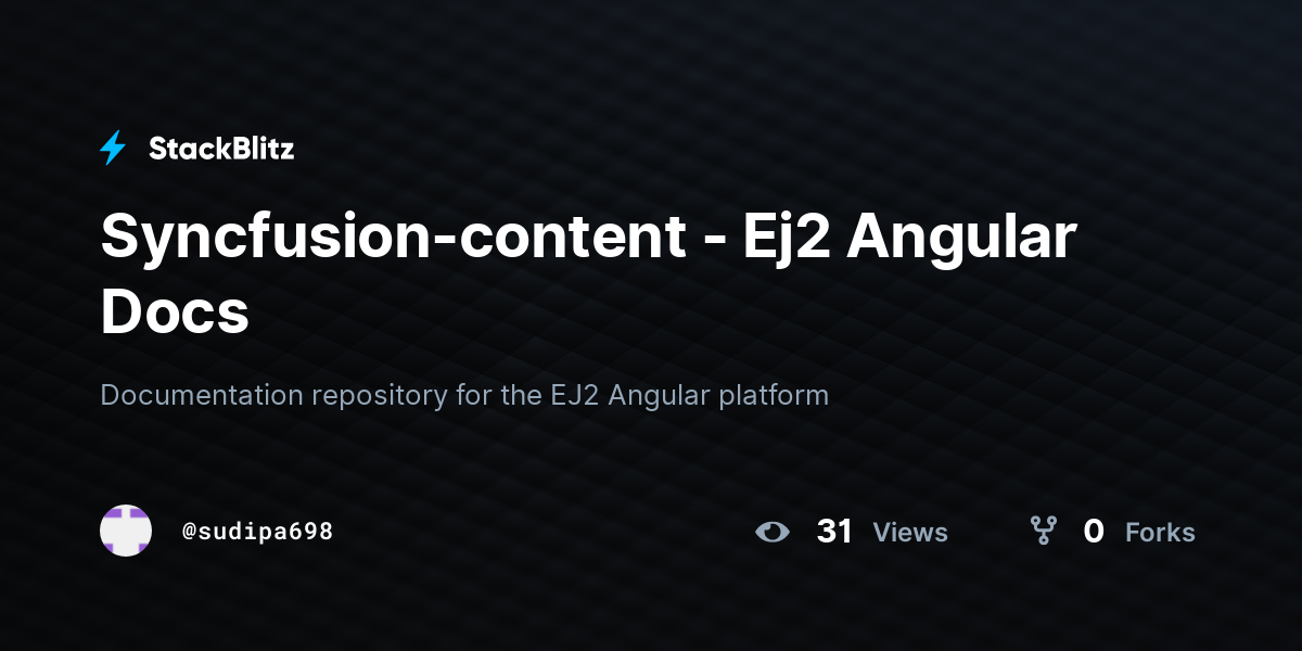 Syncfusion-content - Ej2 Angular Docs - StackBlitz