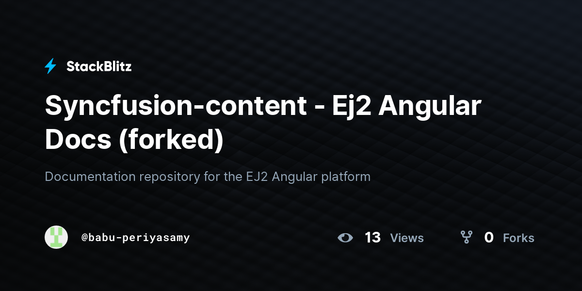 Syncfusion-content - Ej2 Angular Docs (forked) - StackBlitz