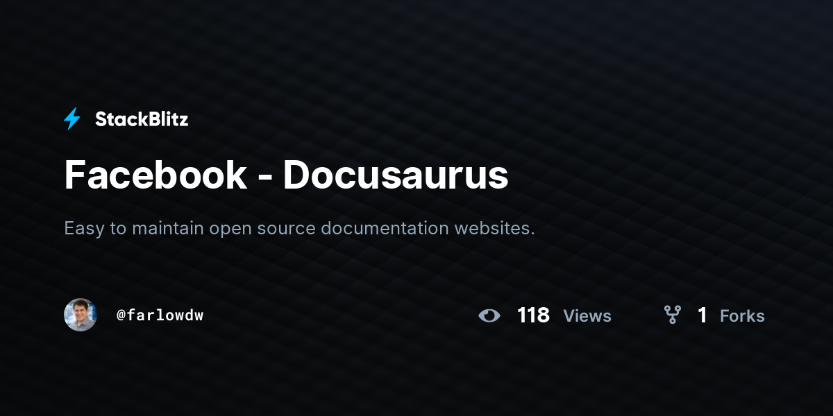 Facebook - Docusaurus - StackBlitz