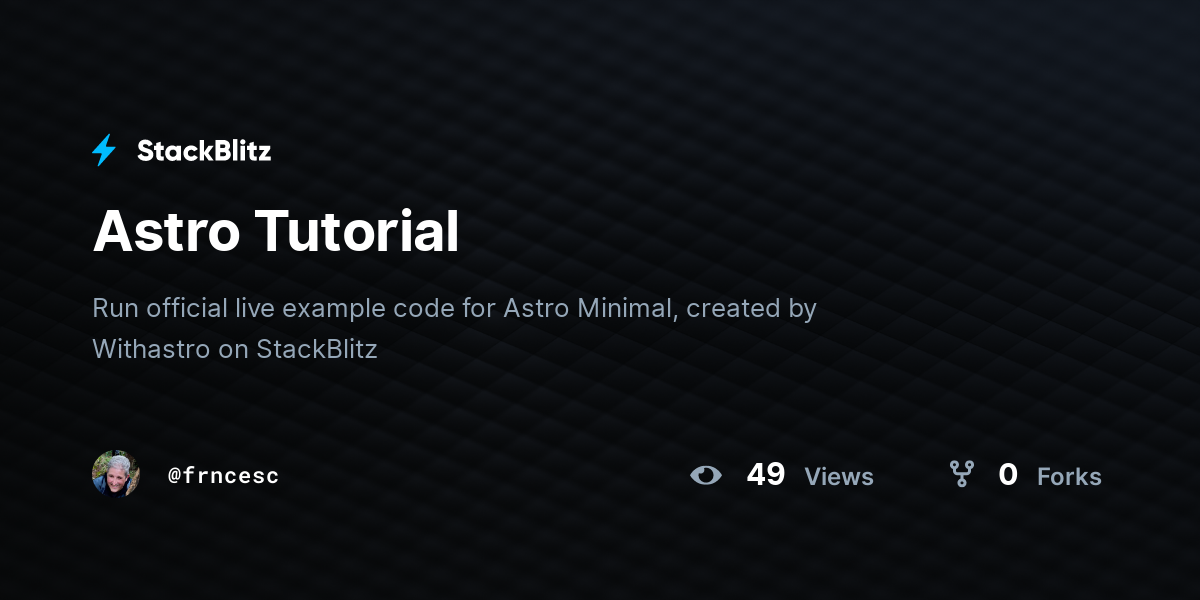 Astro Tutorial - StackBlitz
