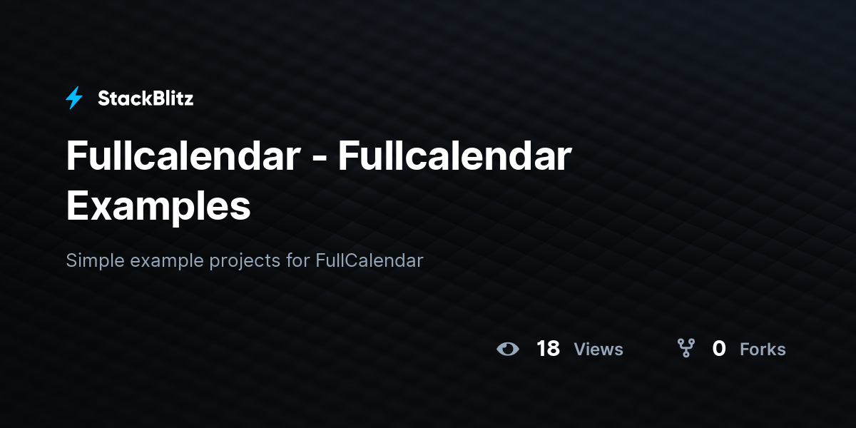 Fullcalendar - Fullcalendar Examples - StackBlitz