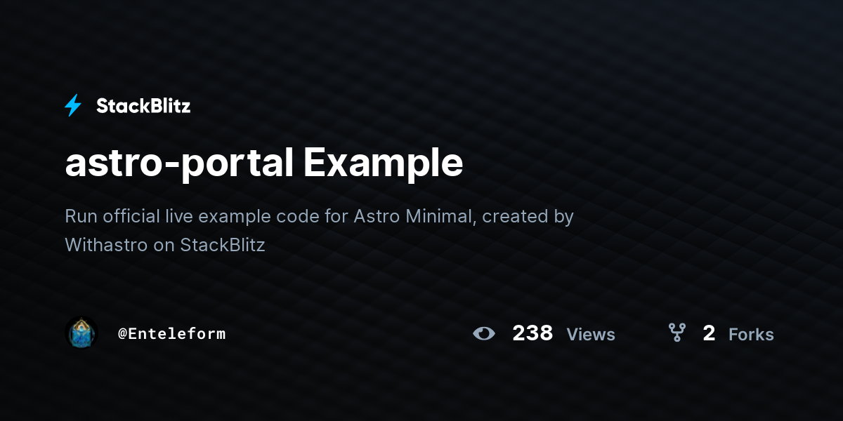 astro-portal Example - StackBlitz