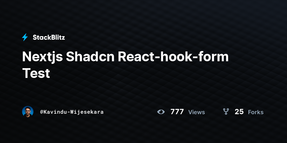 Nextjs Shadcn React-hook-form Test - StackBlitz
