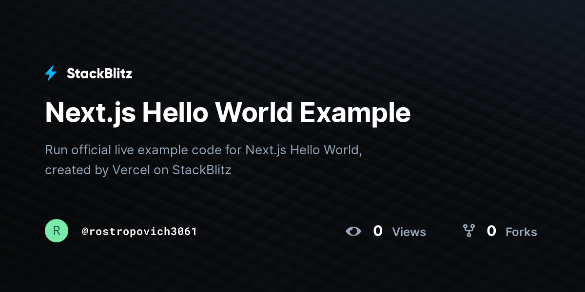 Next.js Hello World Example - StackBlitz