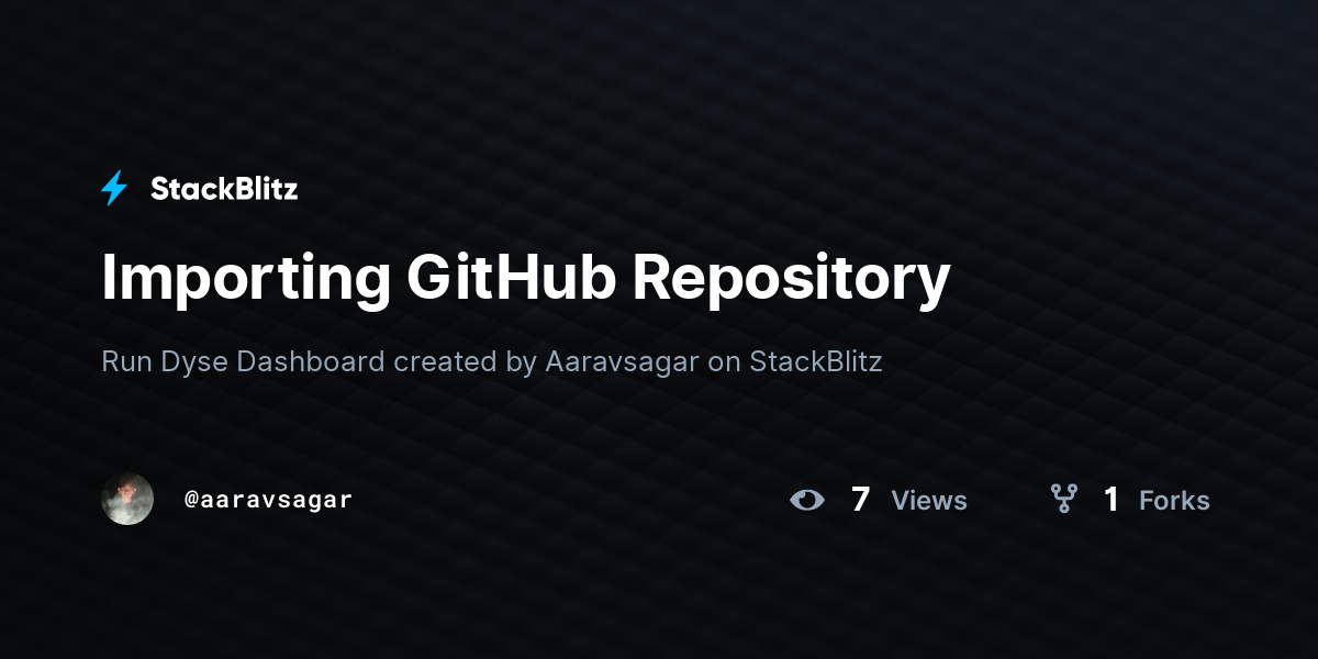 Importing GitHub Repository - StackBlitz