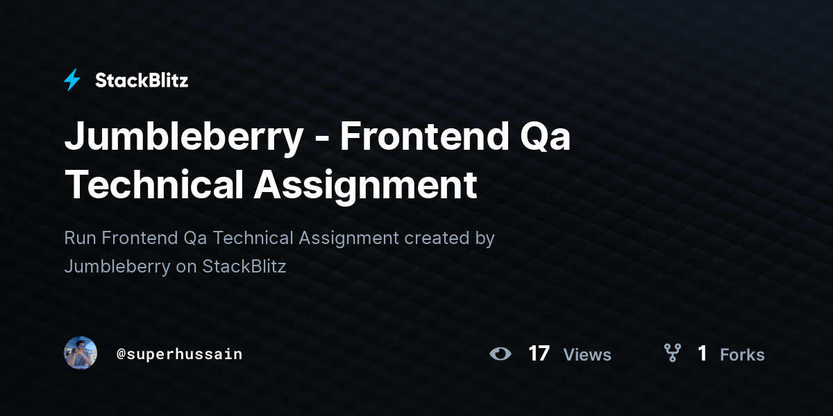 Jumbleberry - Frontend Qa Technical Assignment - StackBlitz Jumbleberry - Frontend Qa Technical Assignment - StackBlitz