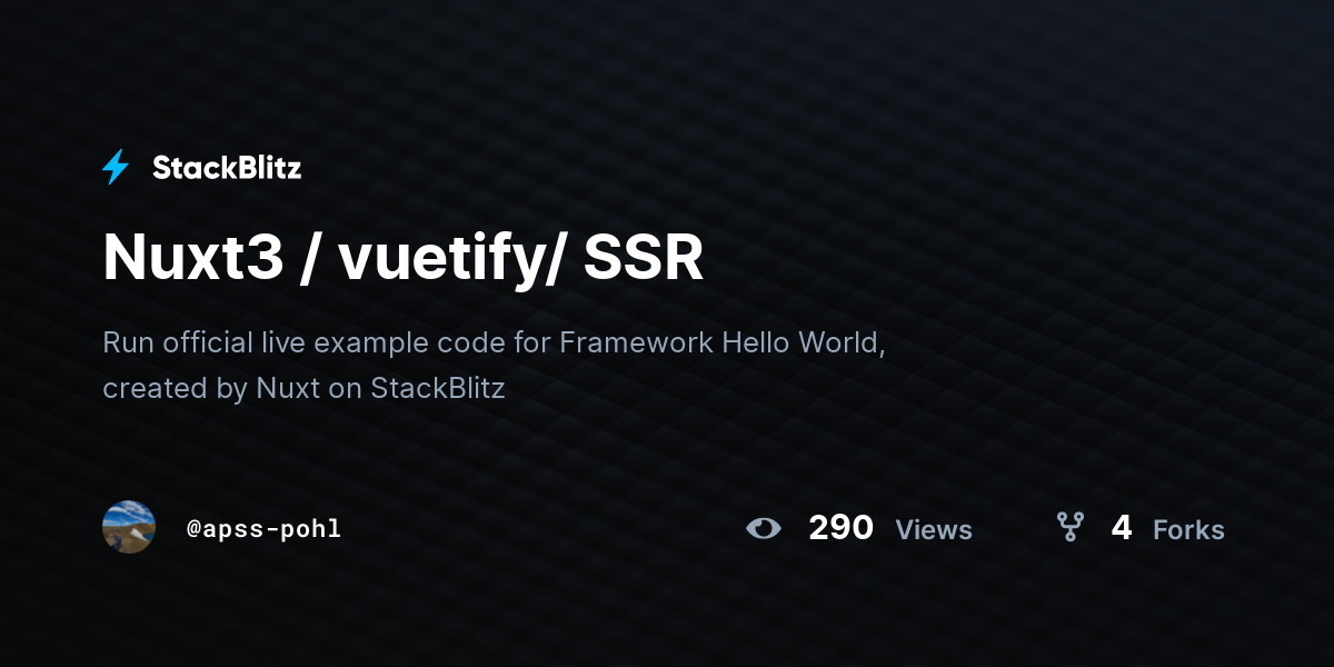 Nuxt3 / vuetify/ SSR - StackBlitz Nuxt3 / vuetify/ SSR - StackBlitz