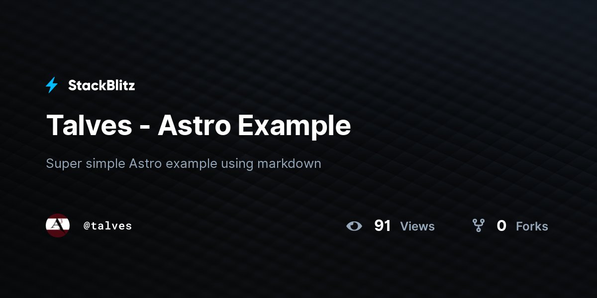 Talves - Astro Example - StackBlitz