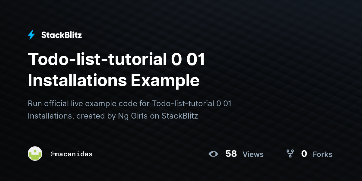 Todo-list-tutorial 0 01 Installations Example - StackBlitz