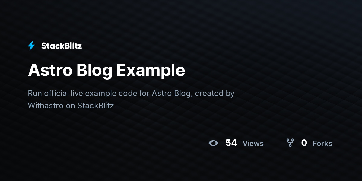 Astro Blog Example - StackBlitz