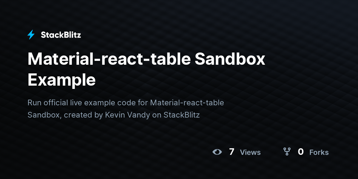 Material-react-table Sandbox Example - StackBlitz