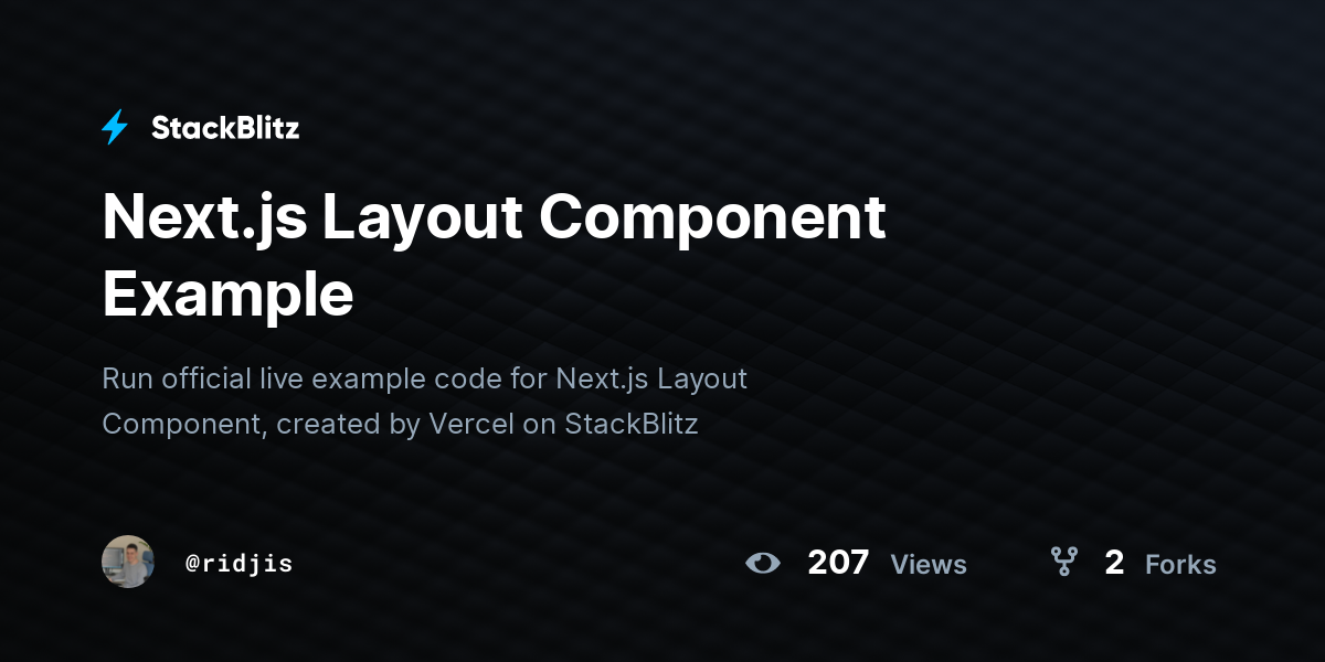 Next.js Layout Component Example - StackBlitz