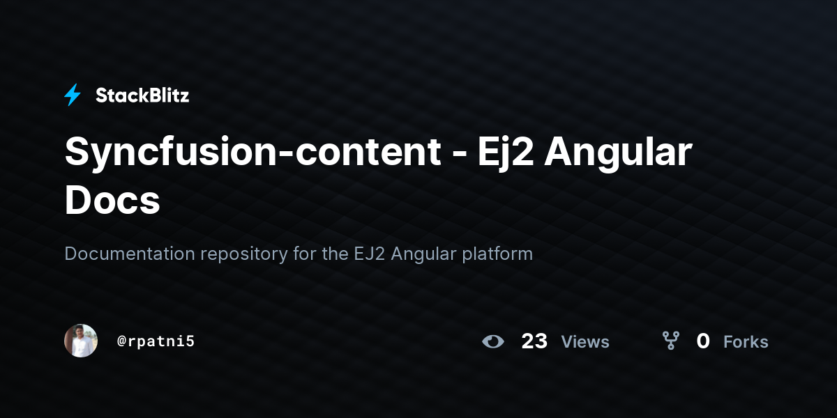 Syncfusion-content - Ej2 Angular Docs - StackBlitz