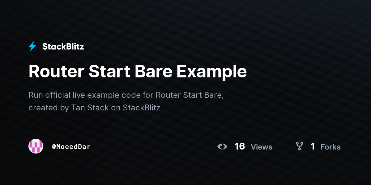 Router Start Bare Example - StackBlitz