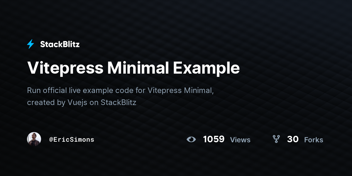 Vitepress Minimal Example - StackBlitz