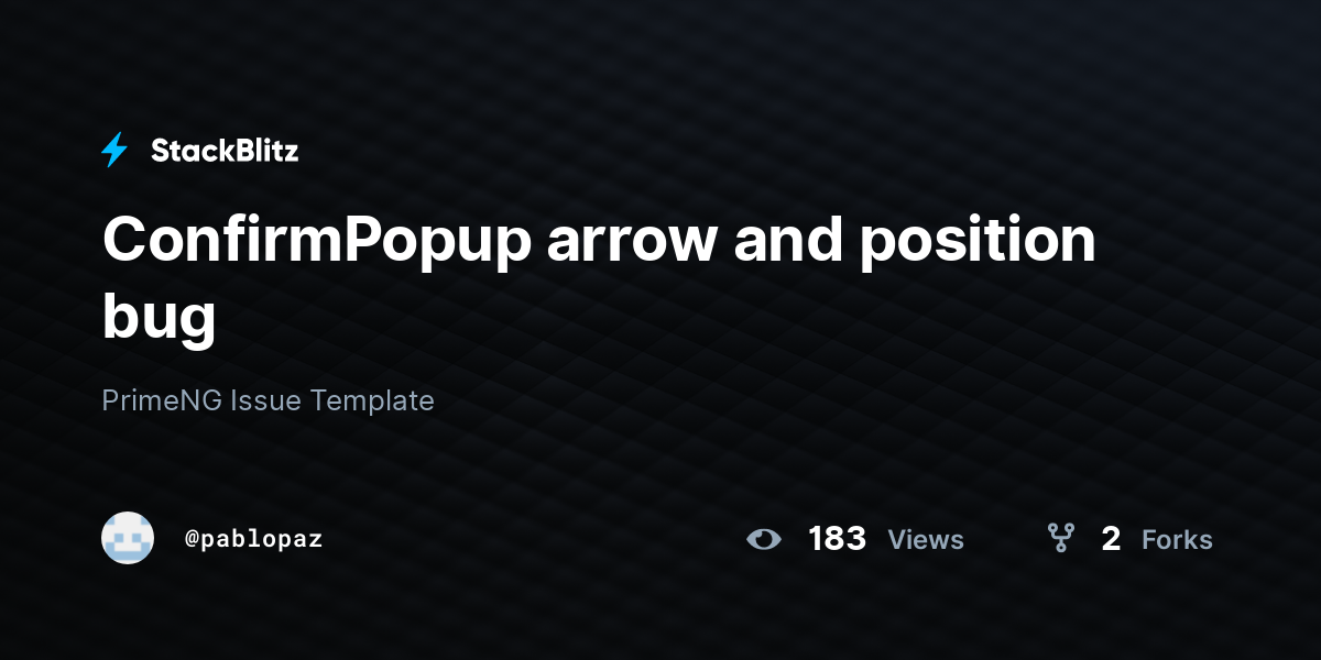 ConfirmPopup arrow and position bug - StackBlitz