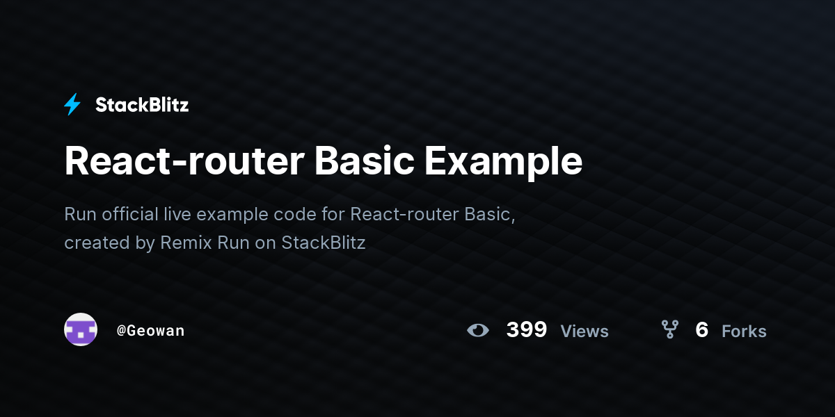 React-router Basic Example - StackBlitz