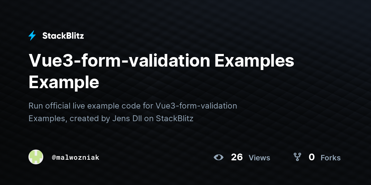 Vue3-form-validation Examples Example - StackBlitz