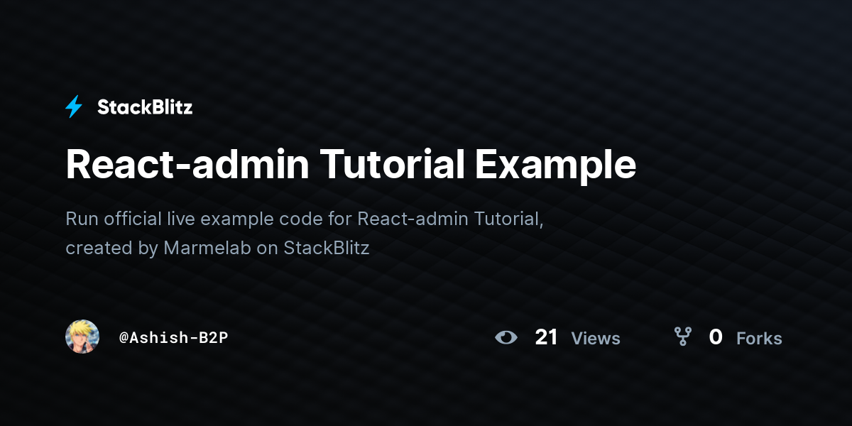 React-admin Tutorial Example - StackBlitz