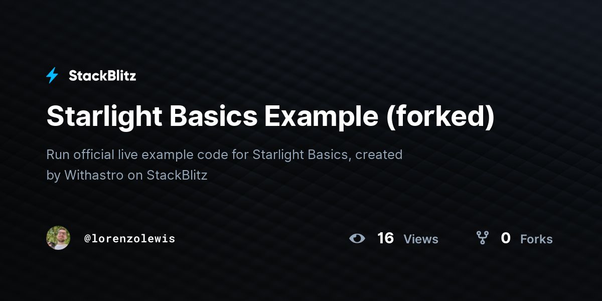 Starlight Basics Example (forked) - StackBlitz