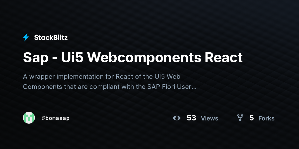 Sap - Ui5 Webcomponents React - StackBlitz