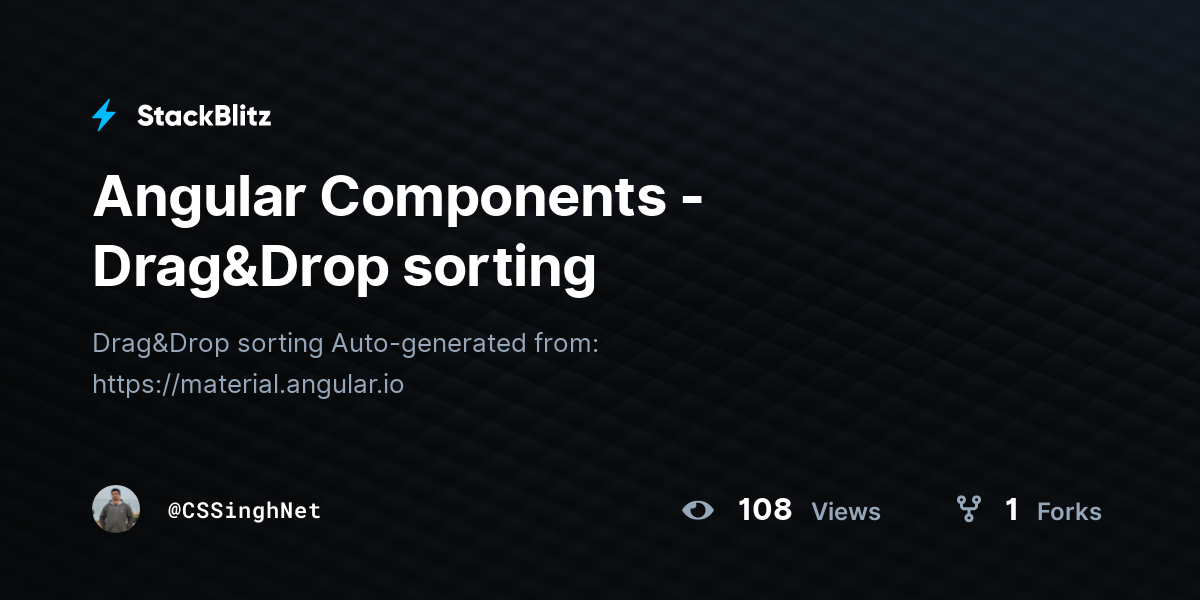 Angular Components - Drag&Drop sorting - StackBlitz