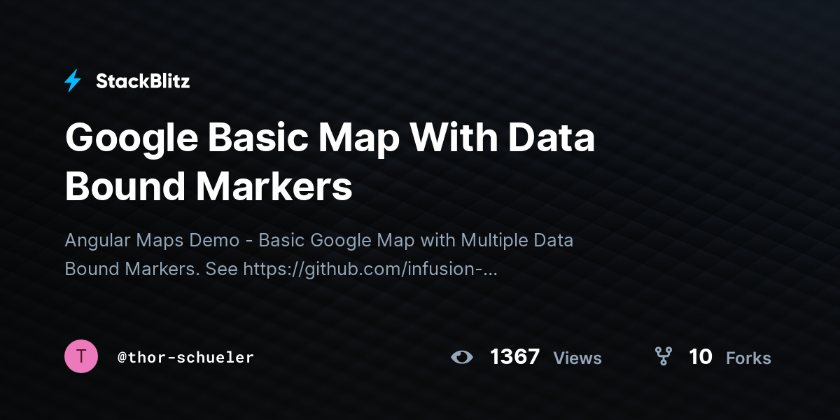 Google Basic Map With Data Bound Markers - StackBlitz