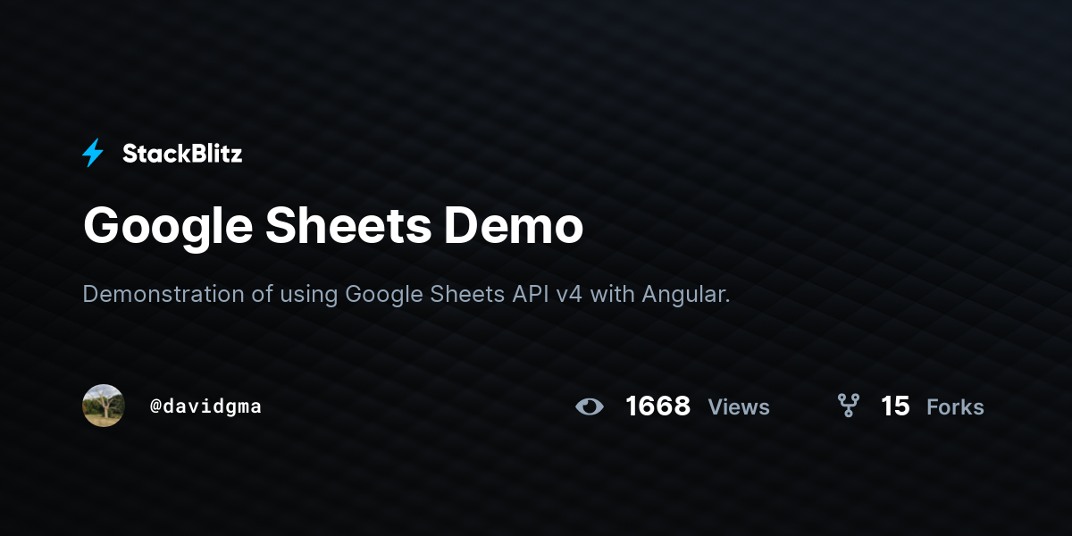 Google Sheets Demo - StackBlitz