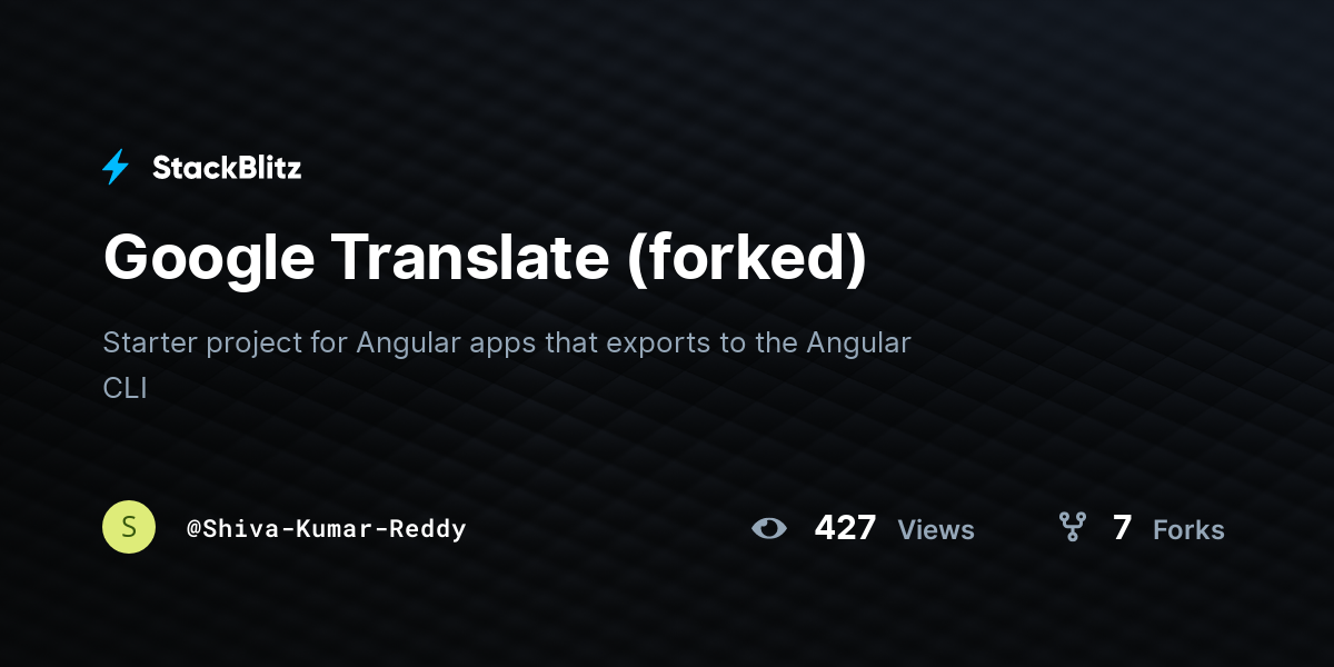 Google Translate (forked) - StackBlitz