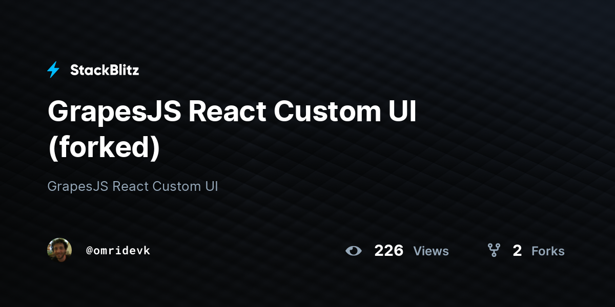 GrapesJS React Custom UI (forked) - StackBlitz