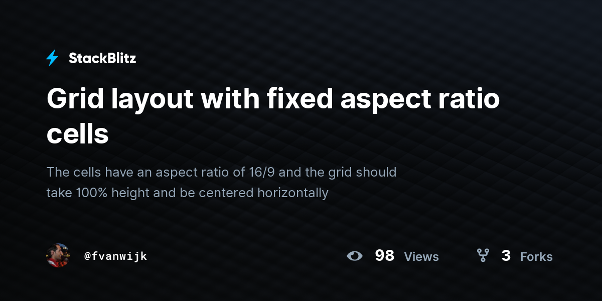 Grid layout with fixed aspect ratio cells - StackBlitz