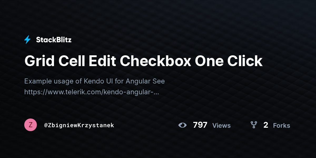 Grid Cell Edit Checkbox One Click - StackBlitz