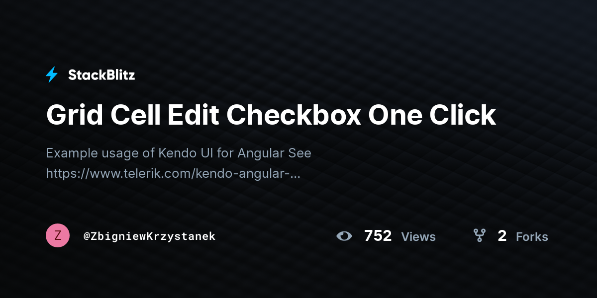 Grid Cell Edit Checkbox One Click Stackblitz