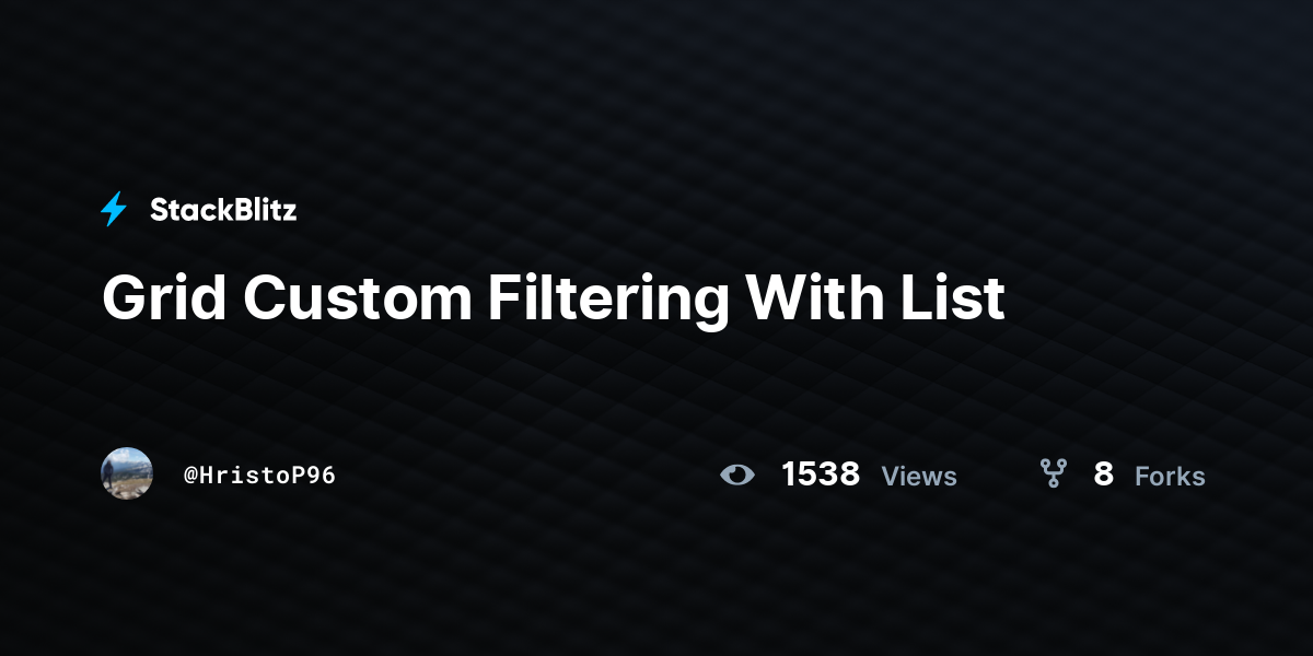 Grid Custom Filtering With List - StackBlitz