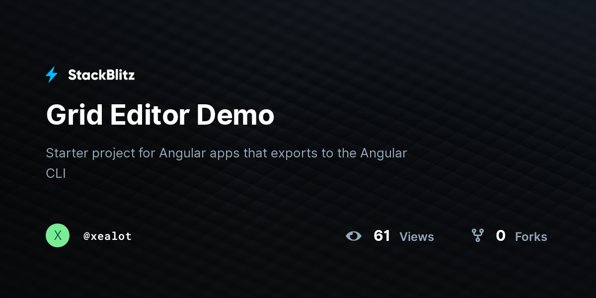 Grid Editor Demo - StackBlitz