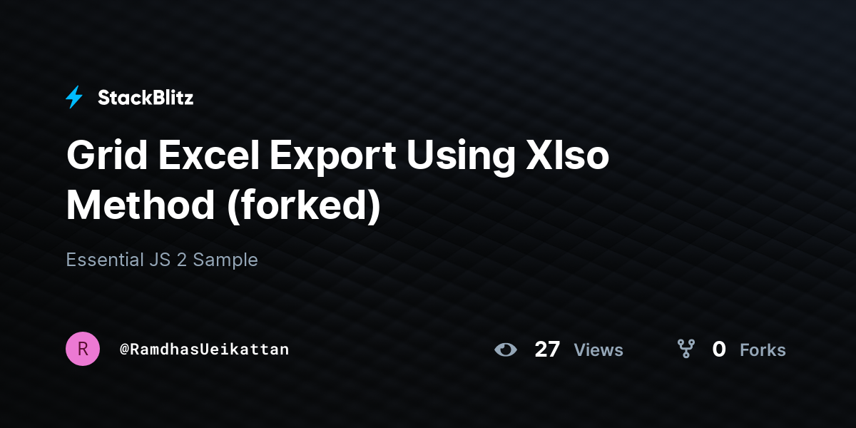 Grid Excel Export Using Xlso Method (forked) - StackBlitz Grid Excel Export Using Xlso Method (forked) - StackBlitz