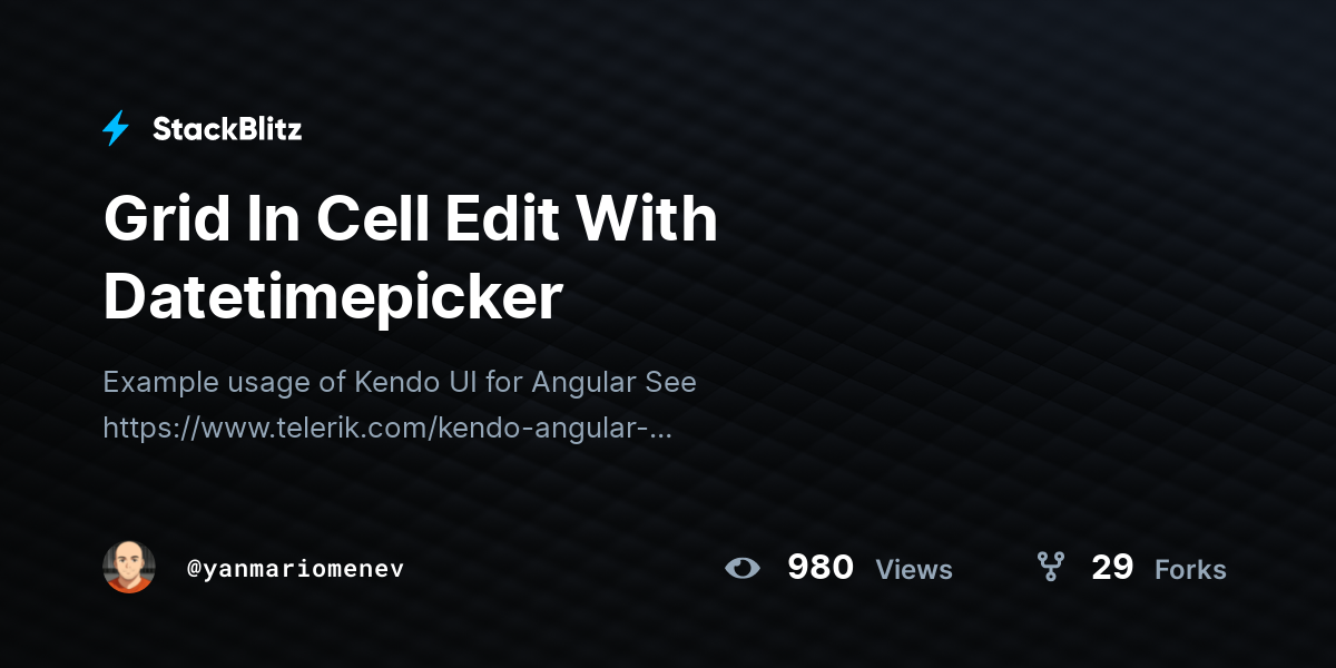 Grid In Cell Edit With Datetimepicker - StackBlitz