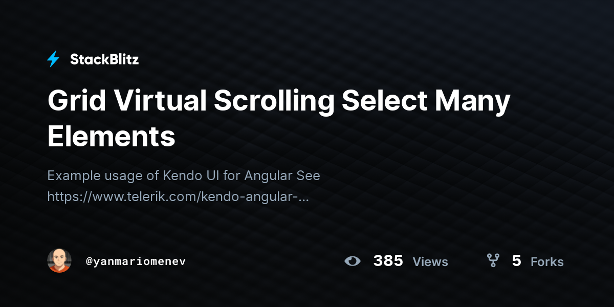 Grid Virtual Scrolling Select Many Elements - StackBlitz