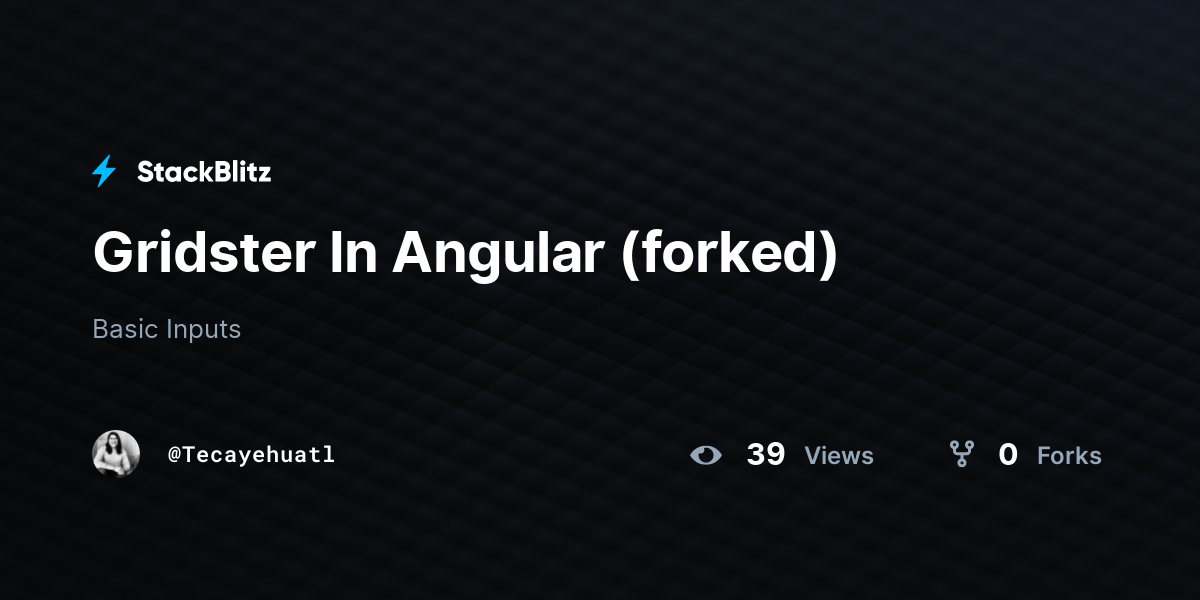 Gridster In Angular Forked Stackblitz