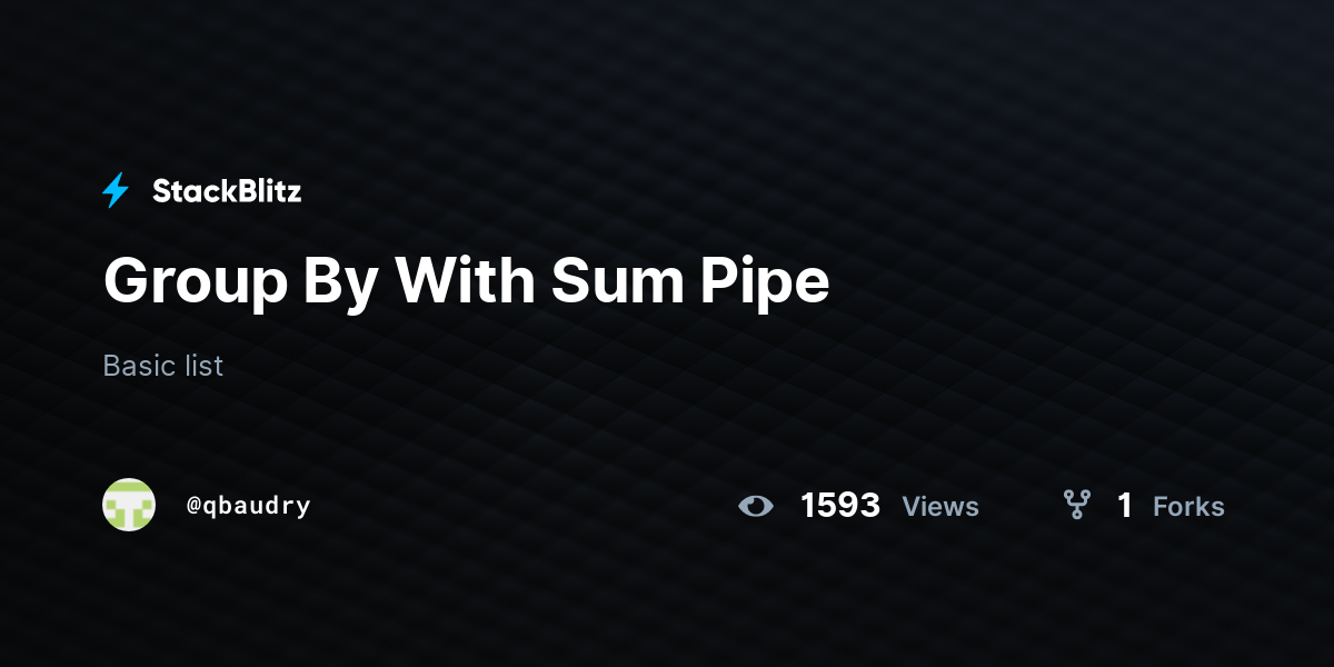 Group By With Sum Pipe - StackBlitz