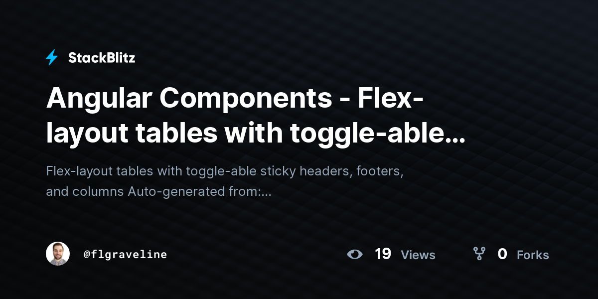 Angular Components - Flex-layout tables with toggle-able sticky headers, footers, and columns ...