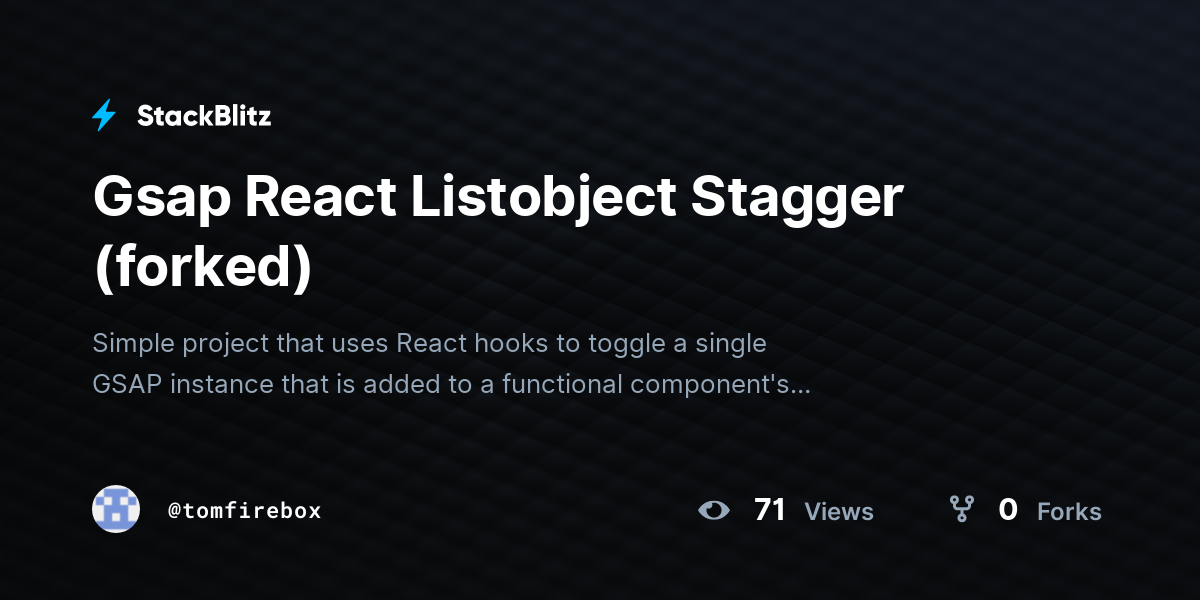 Gsap React Listobject Stagger (forked) - StackBlitz Gsap React Listobject Stagger (forked) - StackBlitz
