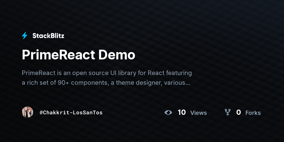 PrimeReact Demo - StackBlitz