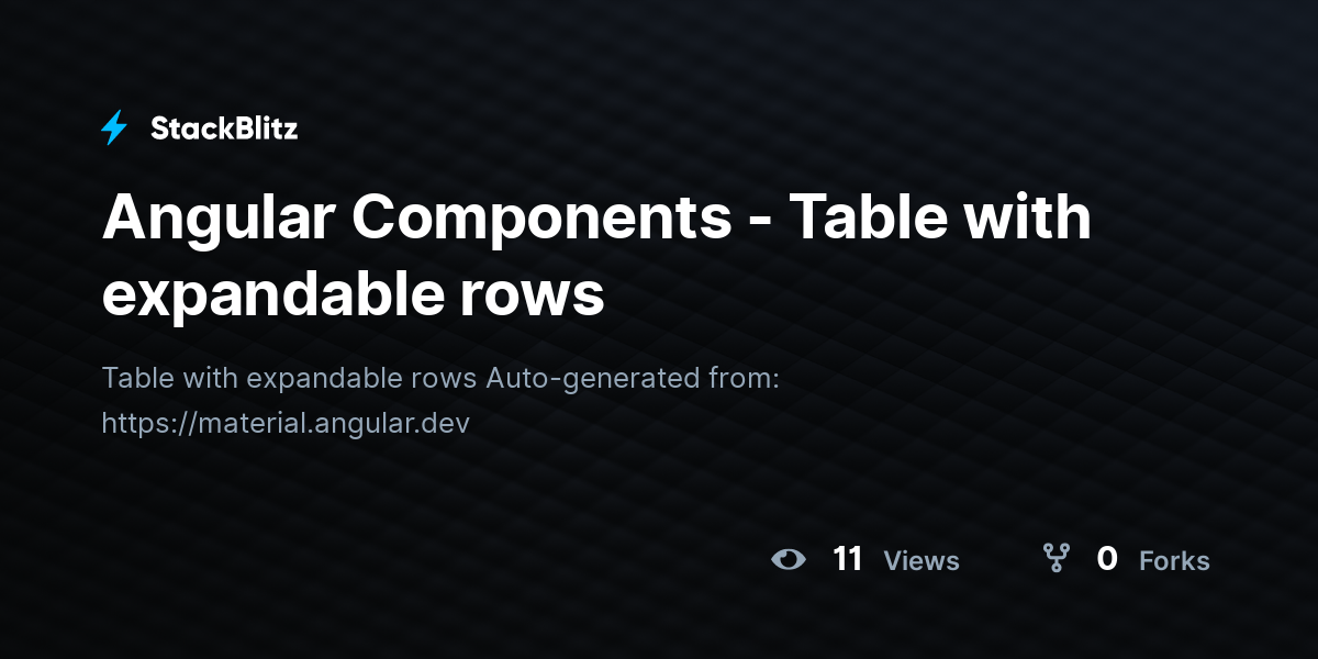 Angular Components - Table with expandable rows - StackBlitz
