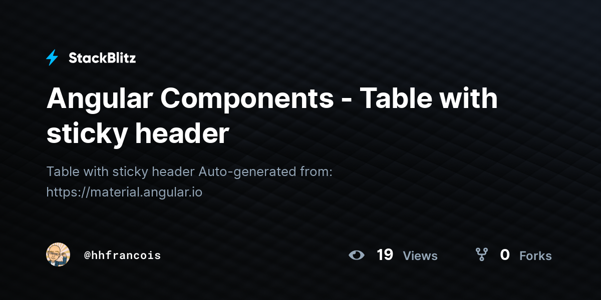 Angular Components - Table with sticky header - StackBlitz